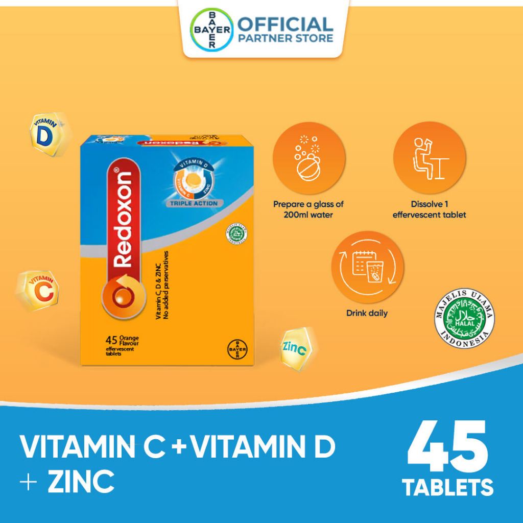Redoxon Triple Action Effervescent Orange Tablets (45's) | Shopee Singapore