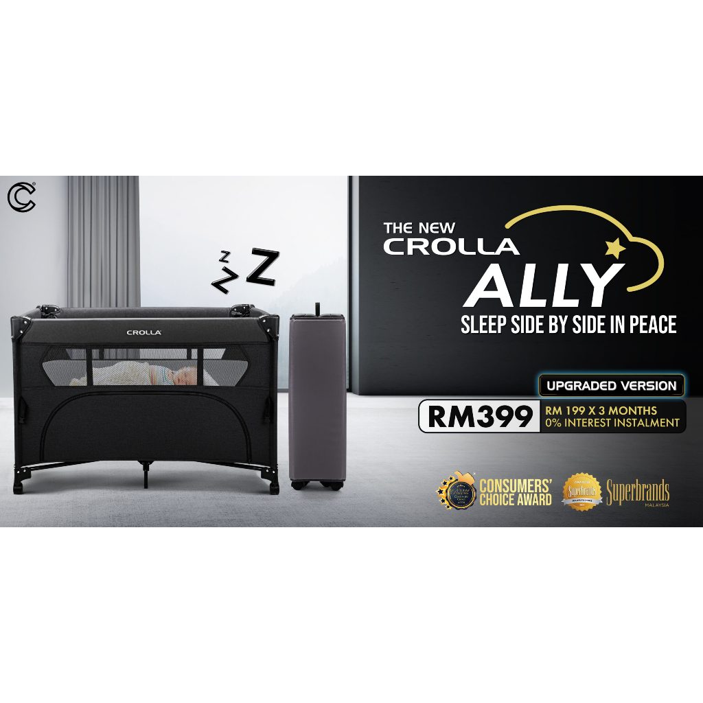 [Upgraded] Crolla - New Ally Foldable One Side Sliding Door Travel Cot ...