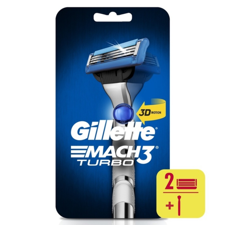 GILLETTE MACH 3 TURBO 3D RAZOR UP (1 RAZOR WITH 2 CARTRIDGES) | Shopee ...