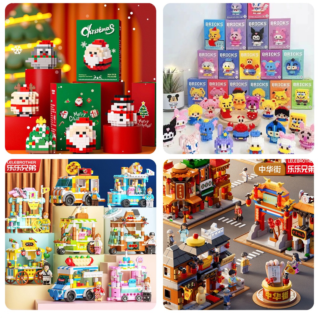 54 Variant Christmas Figures Bricks and Blocks Food Stall Building ...