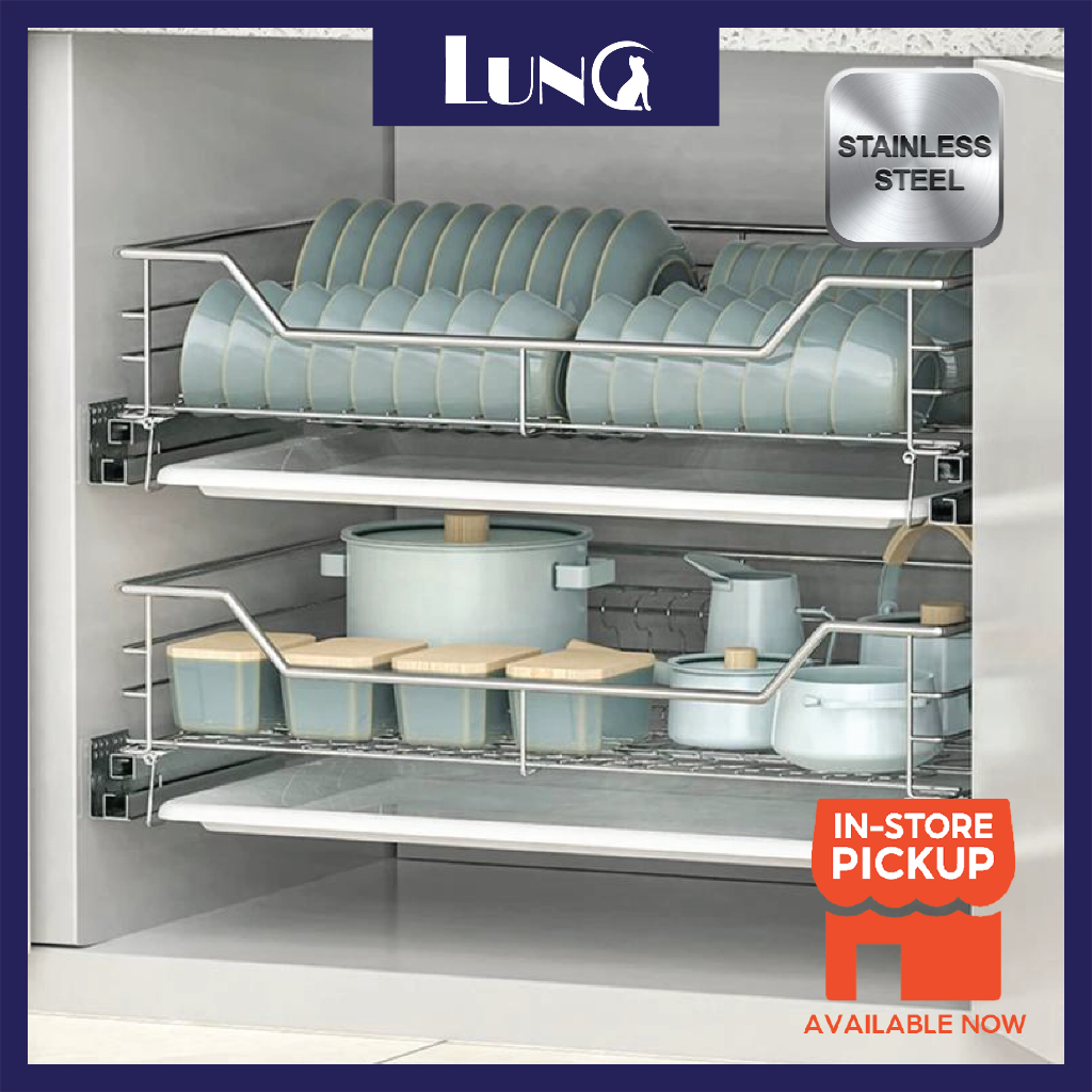 Build In Double Layer Dish Rack Bowl Rack Stainless Steel Kitchen ...