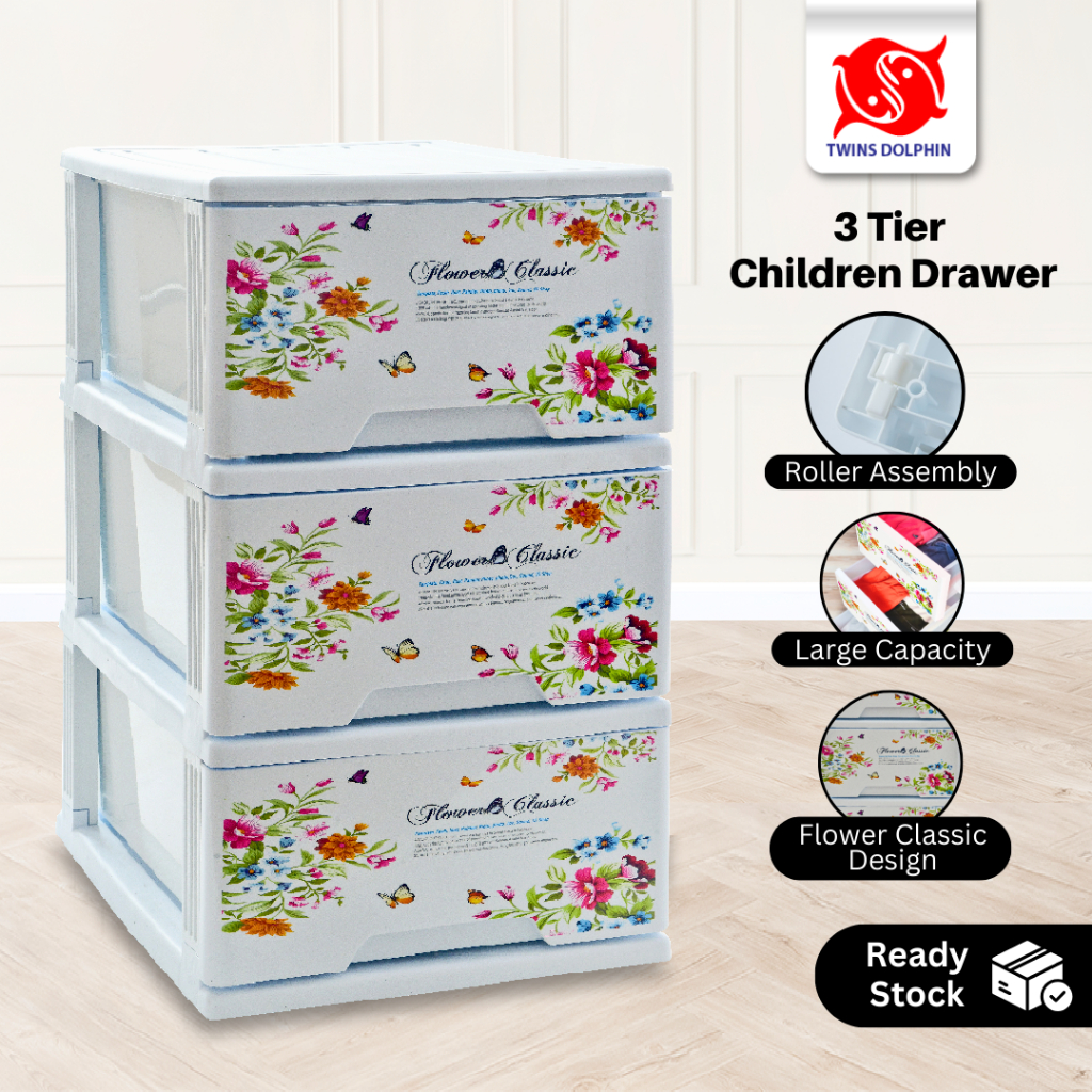 3 Tier Children Plastic Drawer Plastic Cabinet Storage Cabinet ...