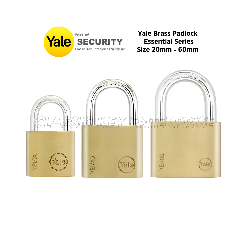 YALE PADLOCK ESSENTIAL SOLID BRASS MODEL YE1 (20mm / 25mm / 30mm / 40mm / 50mm / 60mm) | Shopee ...