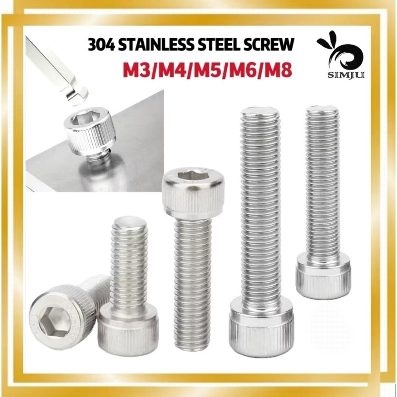 M3-M8 304 Stainless Steel Hex Allen Socket Cap Head Bolt Screw DIN912 | Shopee Singapore