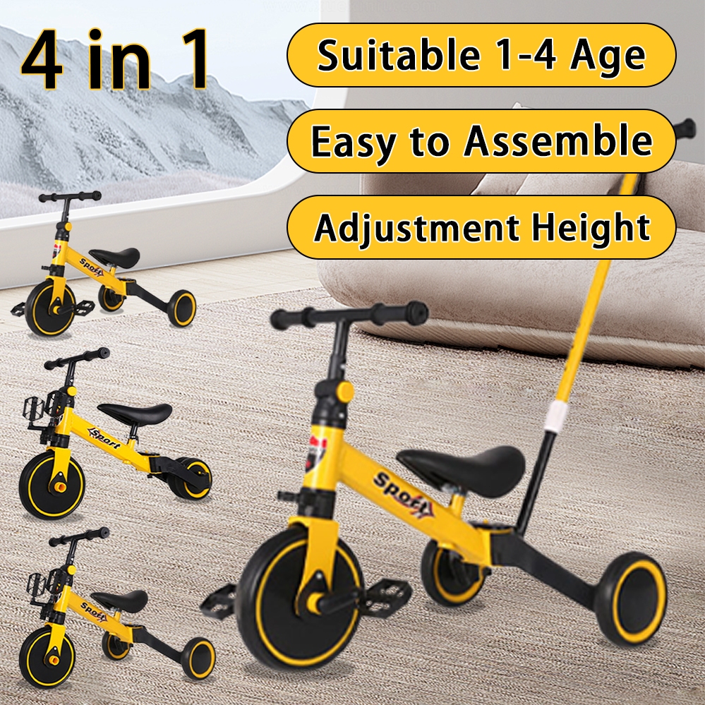4 in 1 Baby Tricycle Foldable Kids Bycycle Stroller Children Bike ...