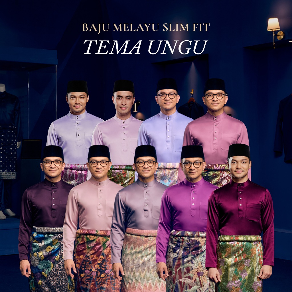 Tema Ungu - Baju Melayu Slim Fit Bulan Bintang 2025 (NEW) | Shopee ...