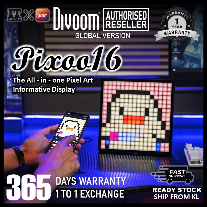 Divoom Pixoo-16 DIY Pixel Art Creation Slide & draw RGB Display Panel ...