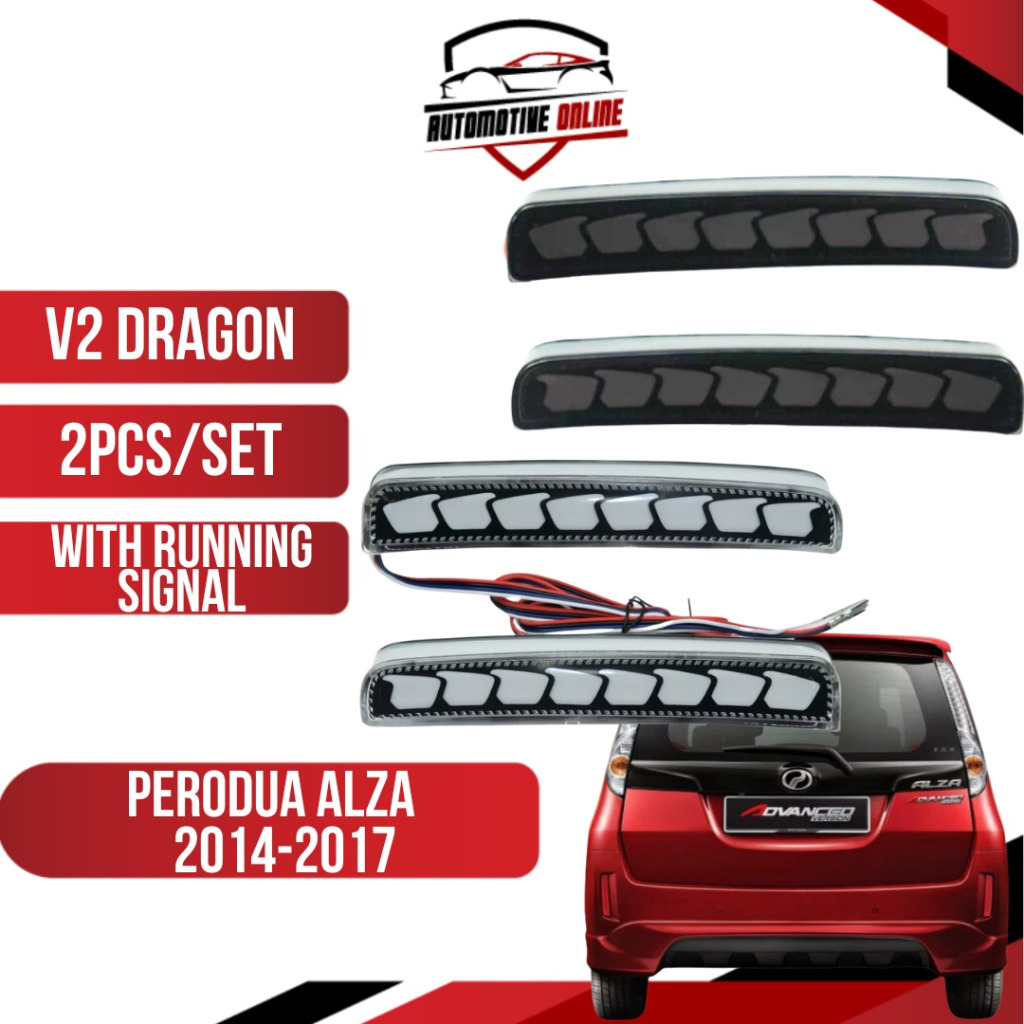 Perodua Alza 2014 - 2017 Rear bumper reflector LED lamp V2 Dragon Scale ...
