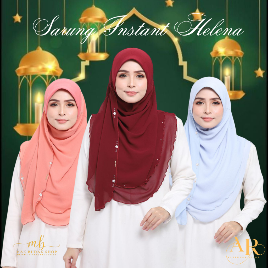 Tudung sarung instant shawl helena awning scuba material chiffon ...