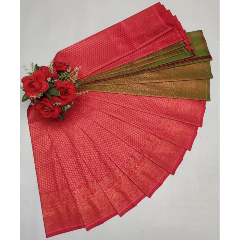 Kubera Pattu Saree Red colour | Shopee Singapore