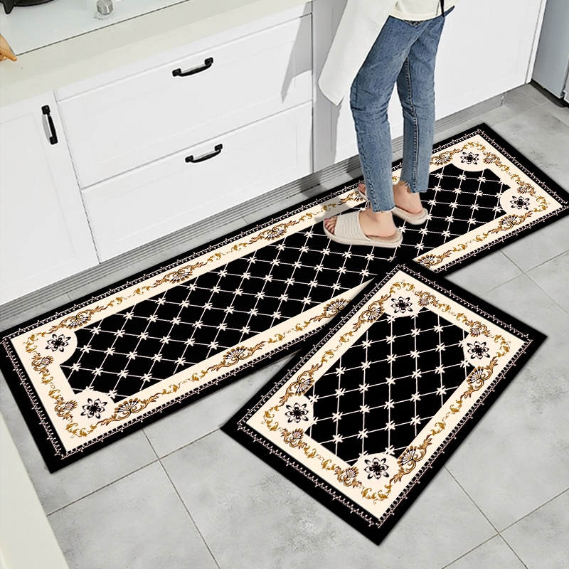 alas kaki 1set(2in1) size L 50X80CM 50X160CM Crystal Velvet kitchen mat ...