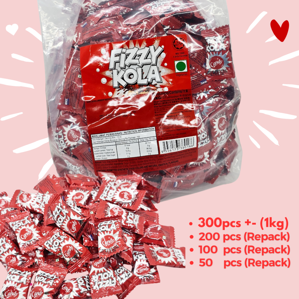 Fizzy Kola Cola Candy (300 / 200 / 100 / 50 pcs) Gula gula Fizzy Kola ...