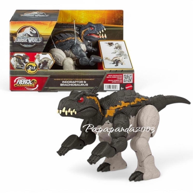 Mattel Jurassic World Indoraptor X Brachiosaurus Fierce Changer Massive ...
