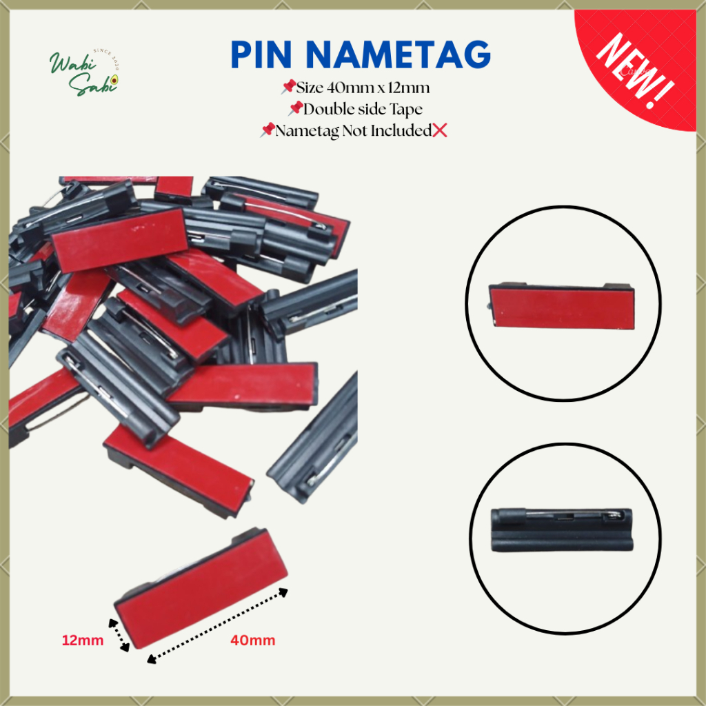 3M Tape PIN Nametag BLACK Sekolah 4*1.2cm Kegunaan Office Hitam ...