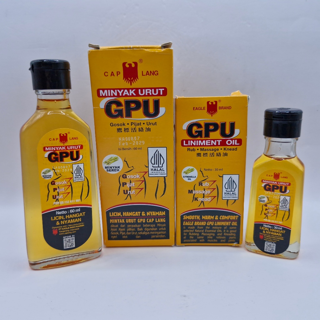 Minyak GPU Liniment Oil Cap Lang 30ml 60ml Minyak Urut Pijat Massage ...