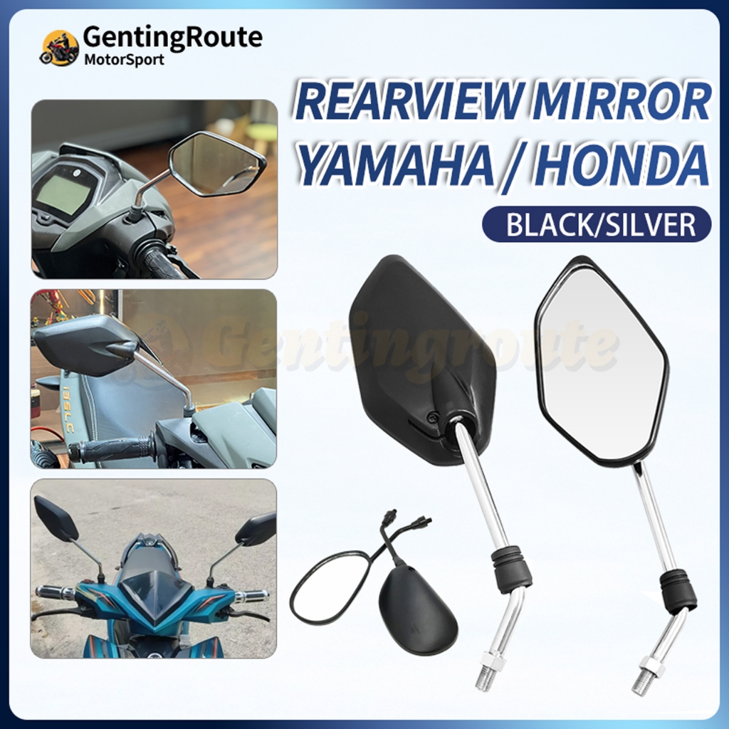 YAMAHA HONDA Side Mirror Cermin Sisi Mirror Rear View Mirror Black Silver Y15 Y16 EX5 LC135 NEW ...