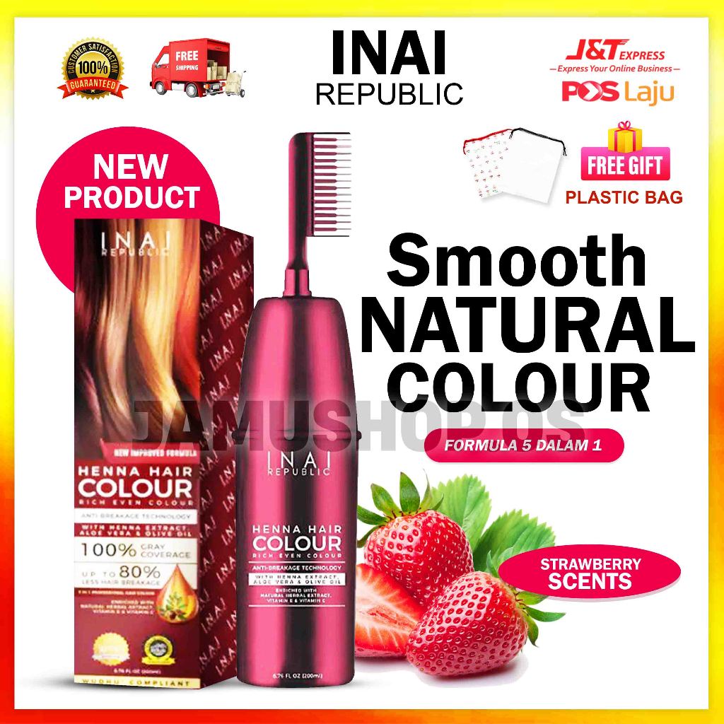 INAI PEWARNA RAMBUT HALAL - HENNA HAIR COLOUR 5 IN 1 INAI REPUBLIC (8 ...