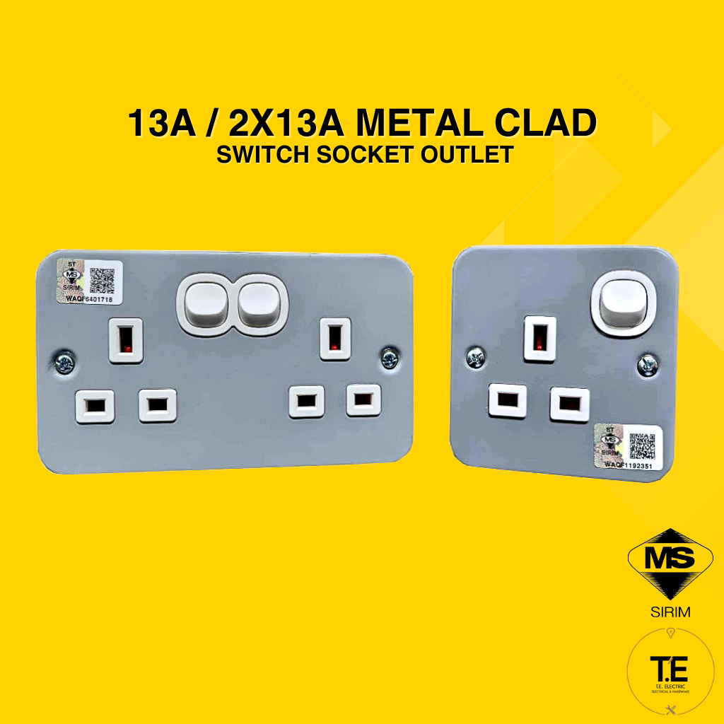 (SIRIM APPROVED) 13A 2 X 13 A METAL CLAD SWITCH SOCKET OUTLET SINGLE ...