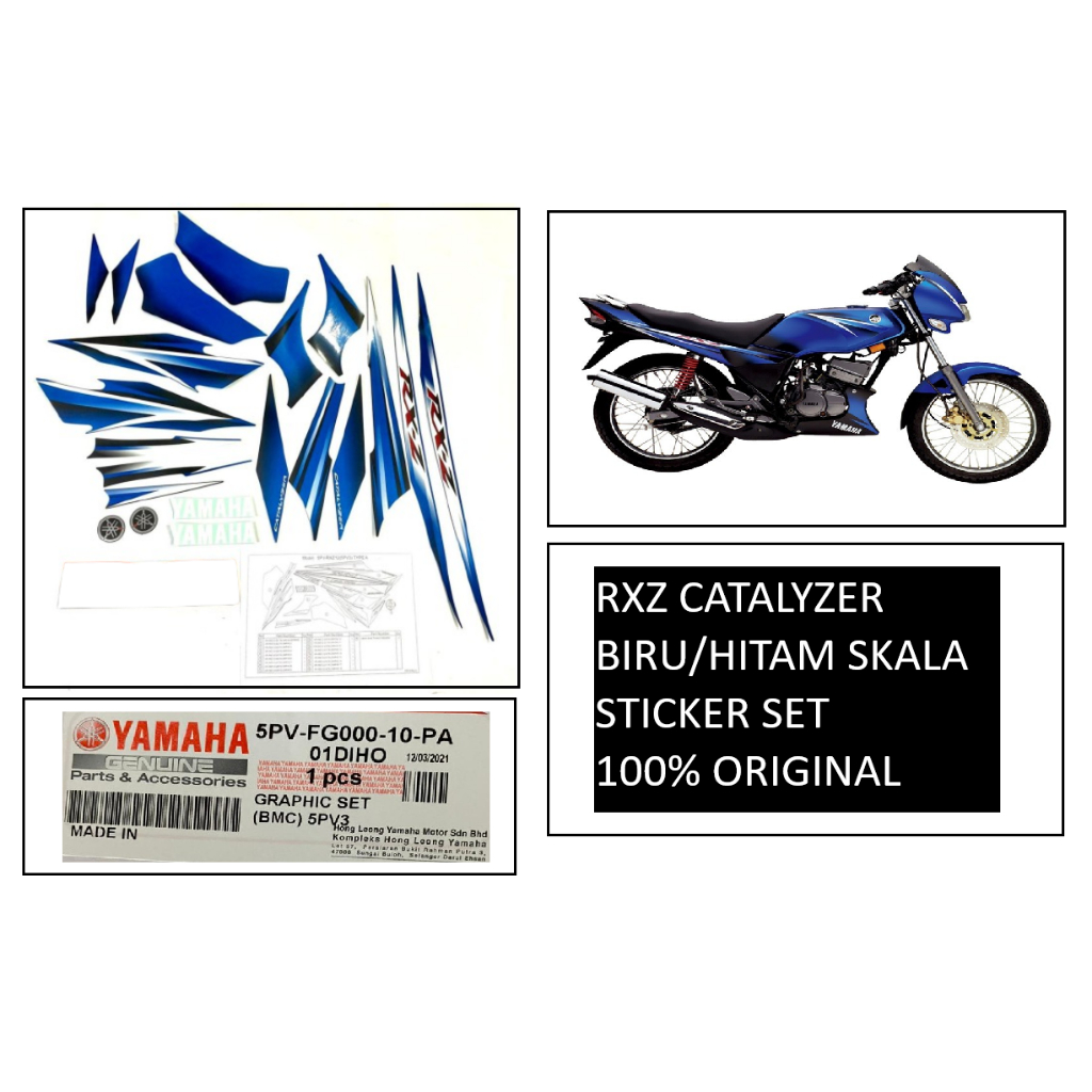 MERAH RXZ CATALYZER STICKER SET FOR COVER SET (BLACK SCALE/CILI RED ...