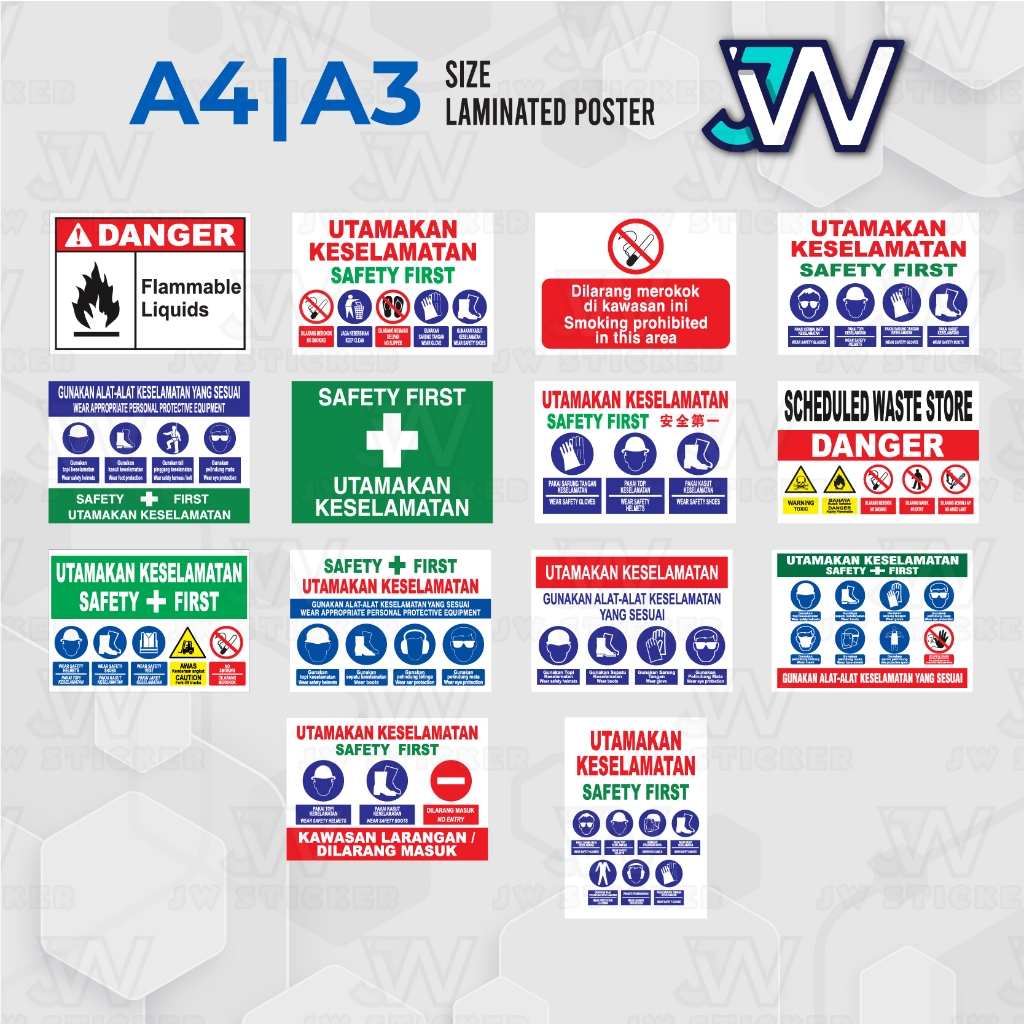 Construction Safety Signage A4/A3 Laminated Poster | Outdoor Signage ...