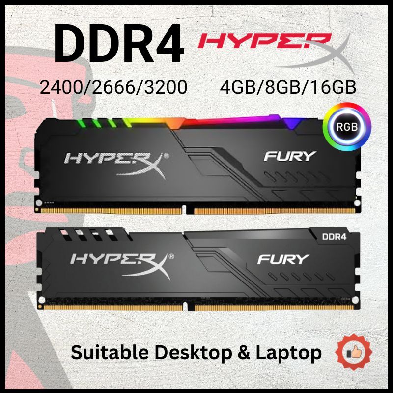 Kingston Hyperx Fury DDR4 2400Mhz 2666Mhz 3200Mhz 4GB 8GB 16GB Desktop ...