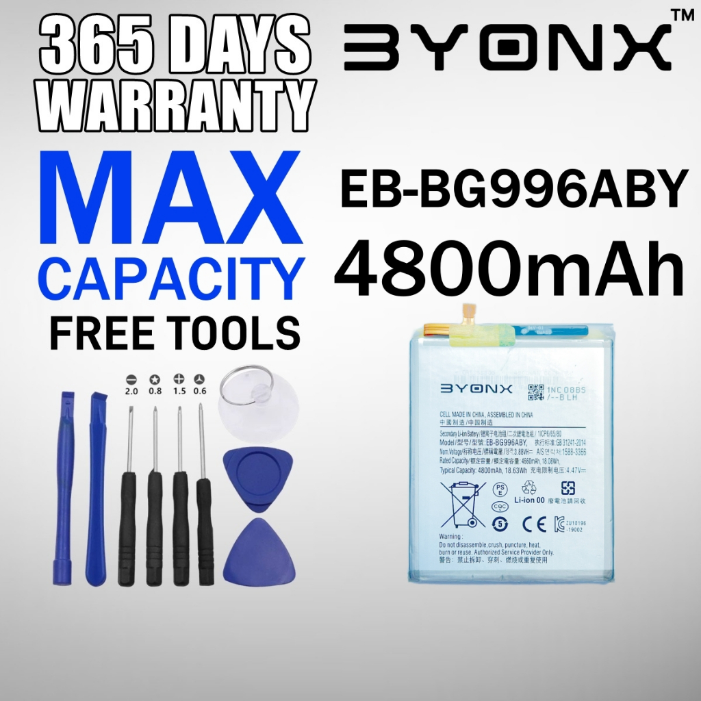 BYONX Battery Bateri EB-BG996ABY Battery for Samsung S21 PLUS G996B ...