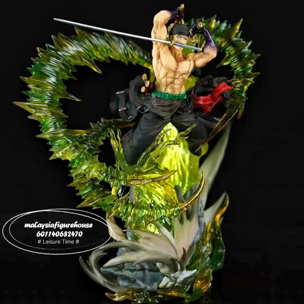 35CM ONE PIECE ANIME RORONOA ZORO BASE VERSION LIGHT UP COPY RESIN ...