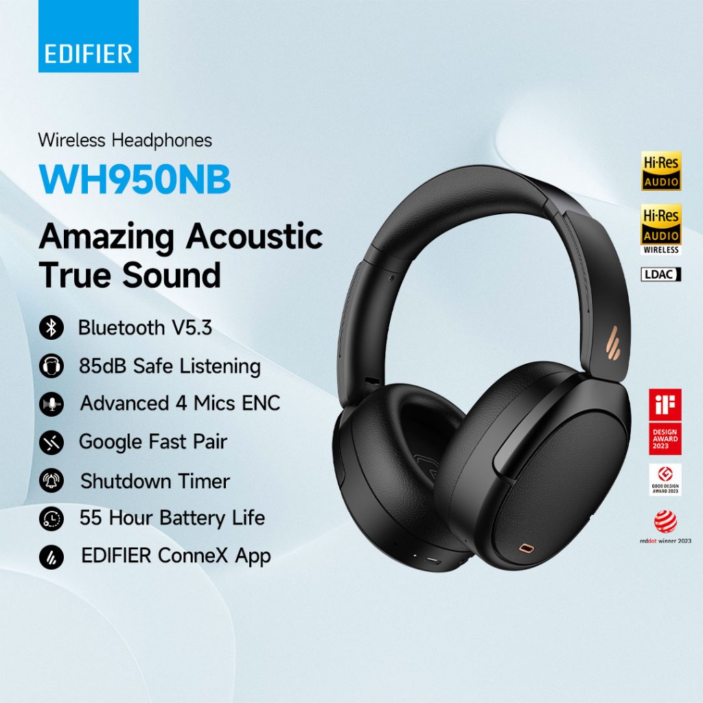Edifier WH950NB Hi-Res Audio Wireless Hybrid Active Noise Cancellation ...
