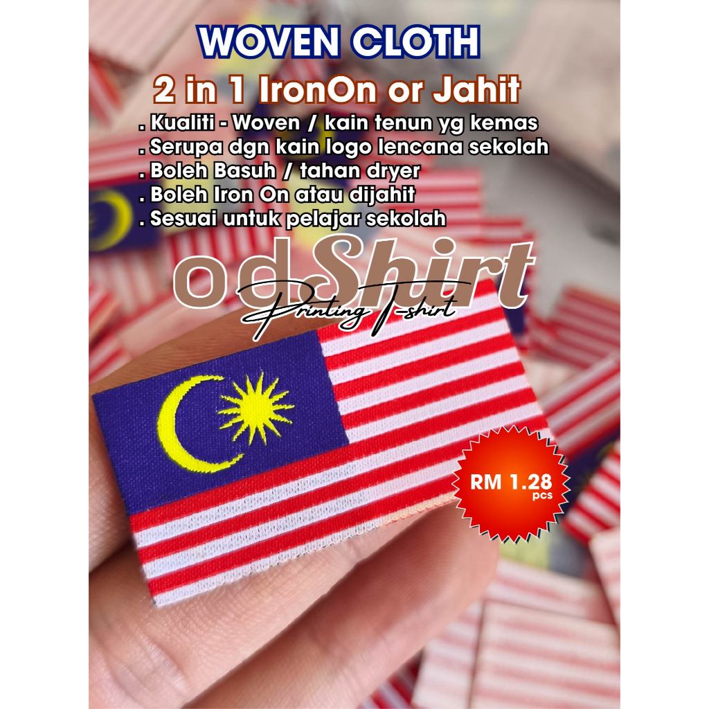 [ Jahit Type ] 6free1 2in1 Jahit atau IronOn Woven Label Kain Lencana ...