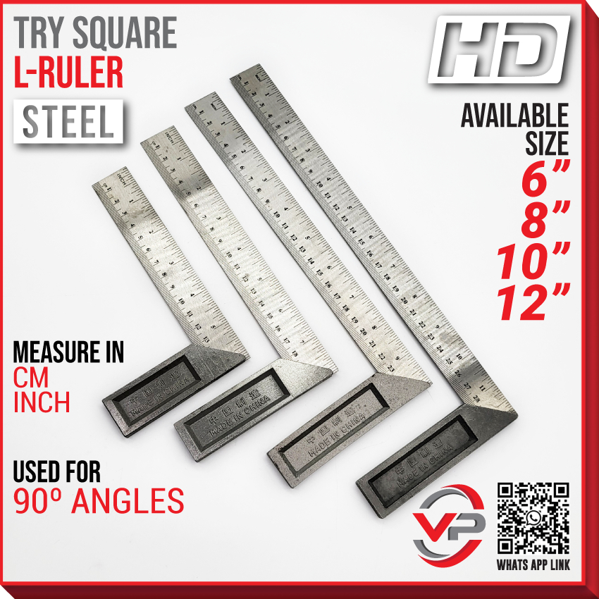 STEEL CARPENTER SQUARE SCALE RULER TOOL/TRY SQUARE L-RULER SHAPE ...