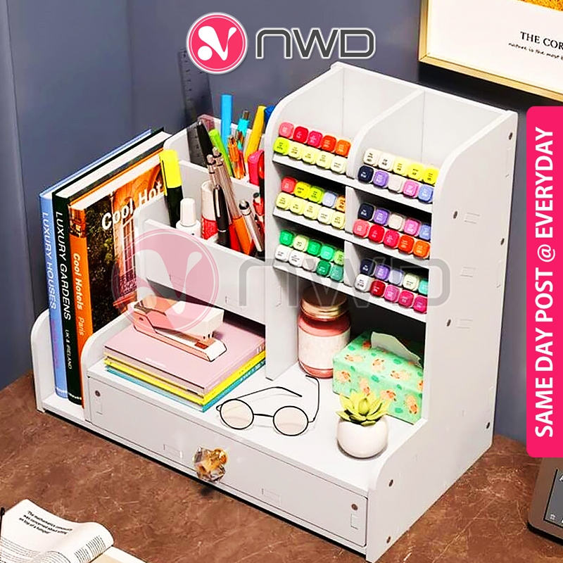 ULTRA CAPACITY 》Stationery Desktop Organizer Box Multi Layer Pencil Pen ...