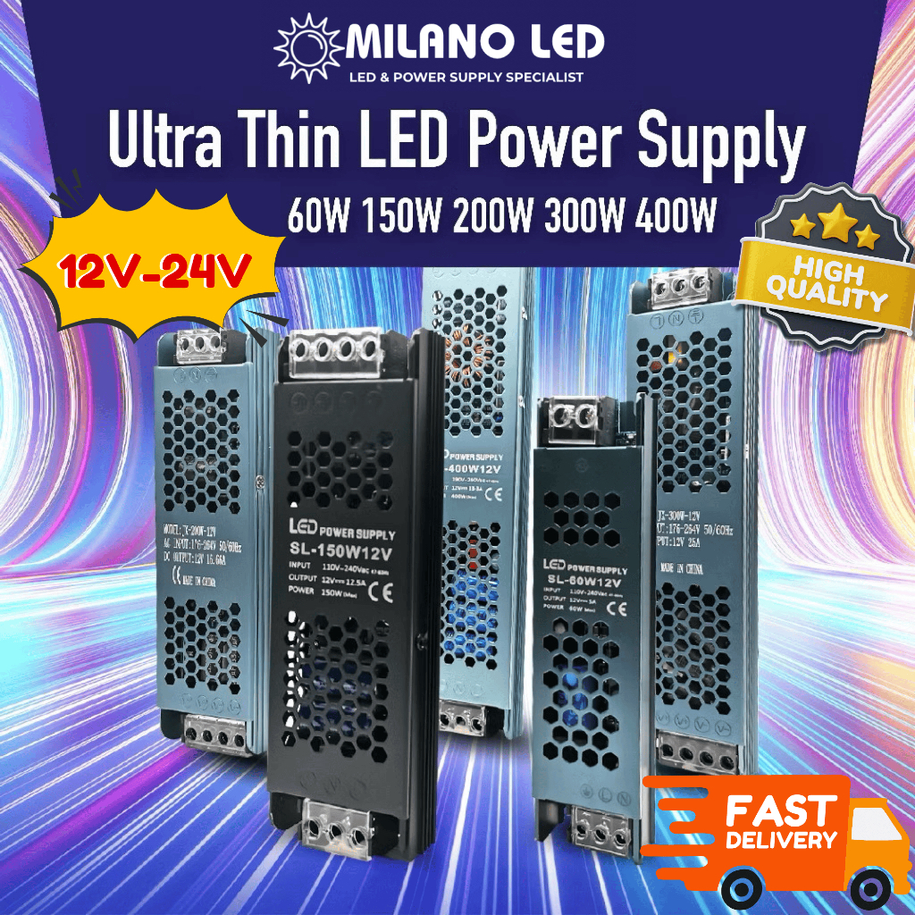 JX LED Strip Light Power Supply 60W 150W 200W 300W 400W12V/24V LED ...