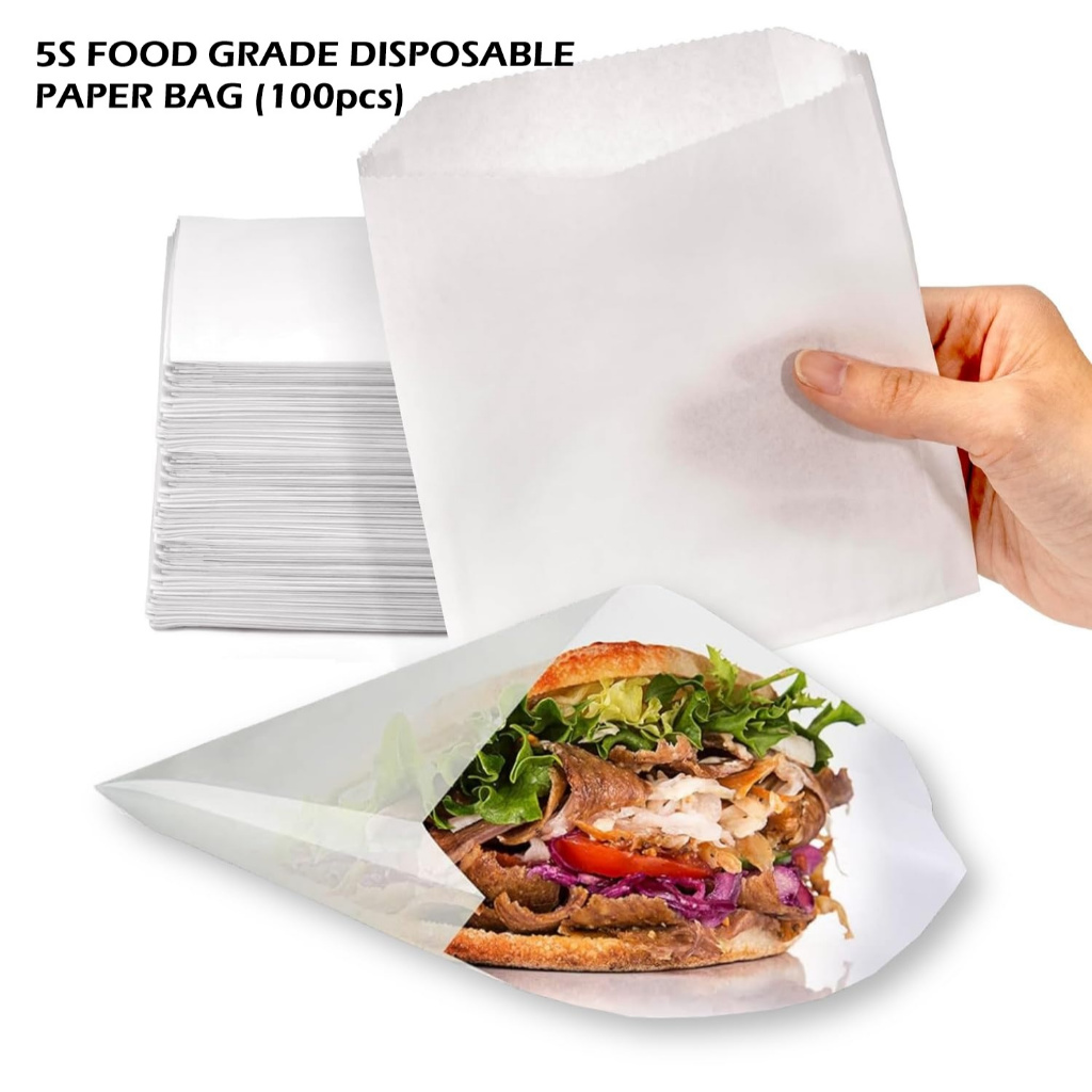 5S Disposable Paper Bag (Food Grade) / White Paper / Satchel Bag ...