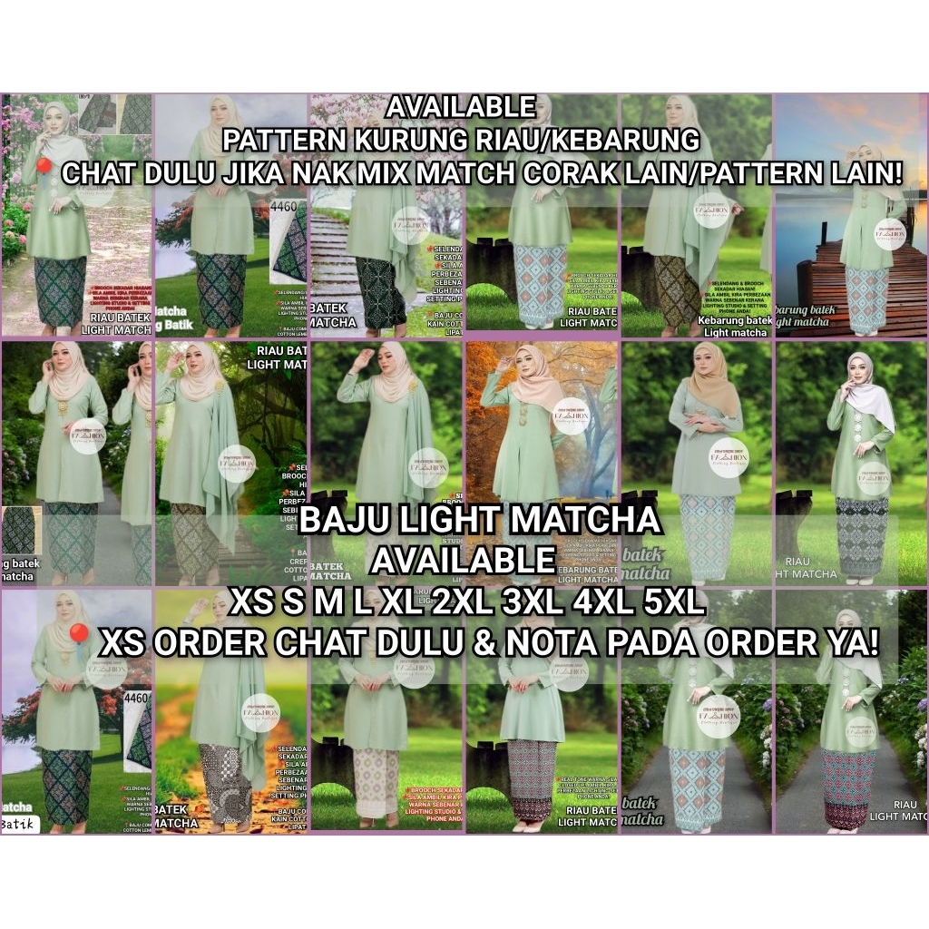LIGHT MATCHA SAGE GREEN [ XS-5XL ] MODERN KURUNG KEBARUNG KURUNG RIAU BATIK BATEK PLUS SIZE ...