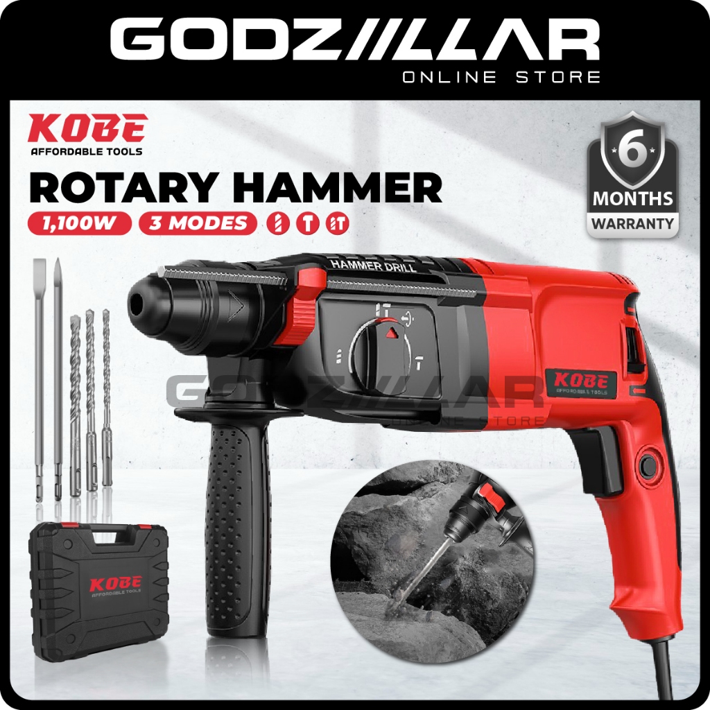 Kobe 1100W Rotary Hammer Drill 4 Mode KBRH2-26-11 SDS 26mm Chisel ...