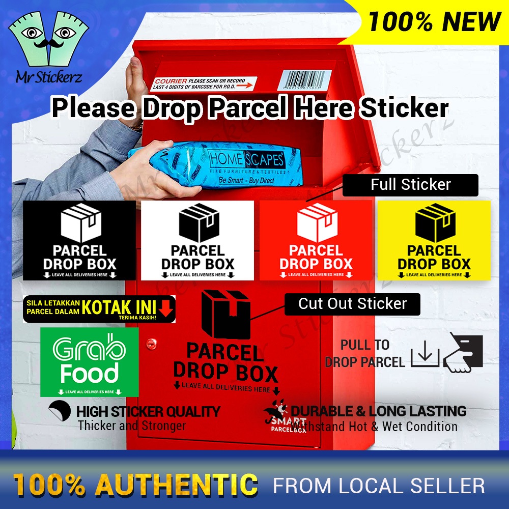 Please Drop Parcel Here Sticker Signage / Food and Drink Signboard ...