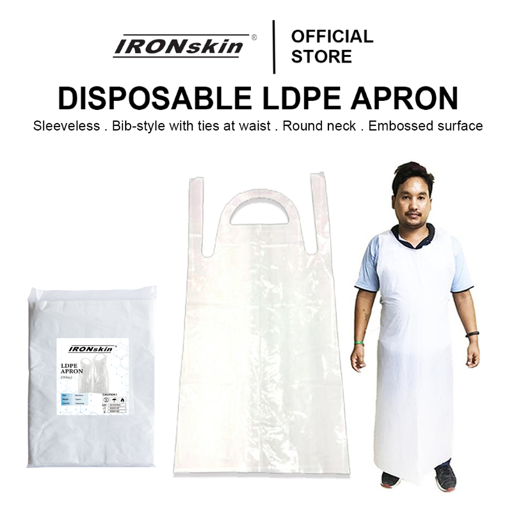 IRONskin LDPE Apron 100Pcs/Pack Disposable Plastic Waterproof | Shopee ...