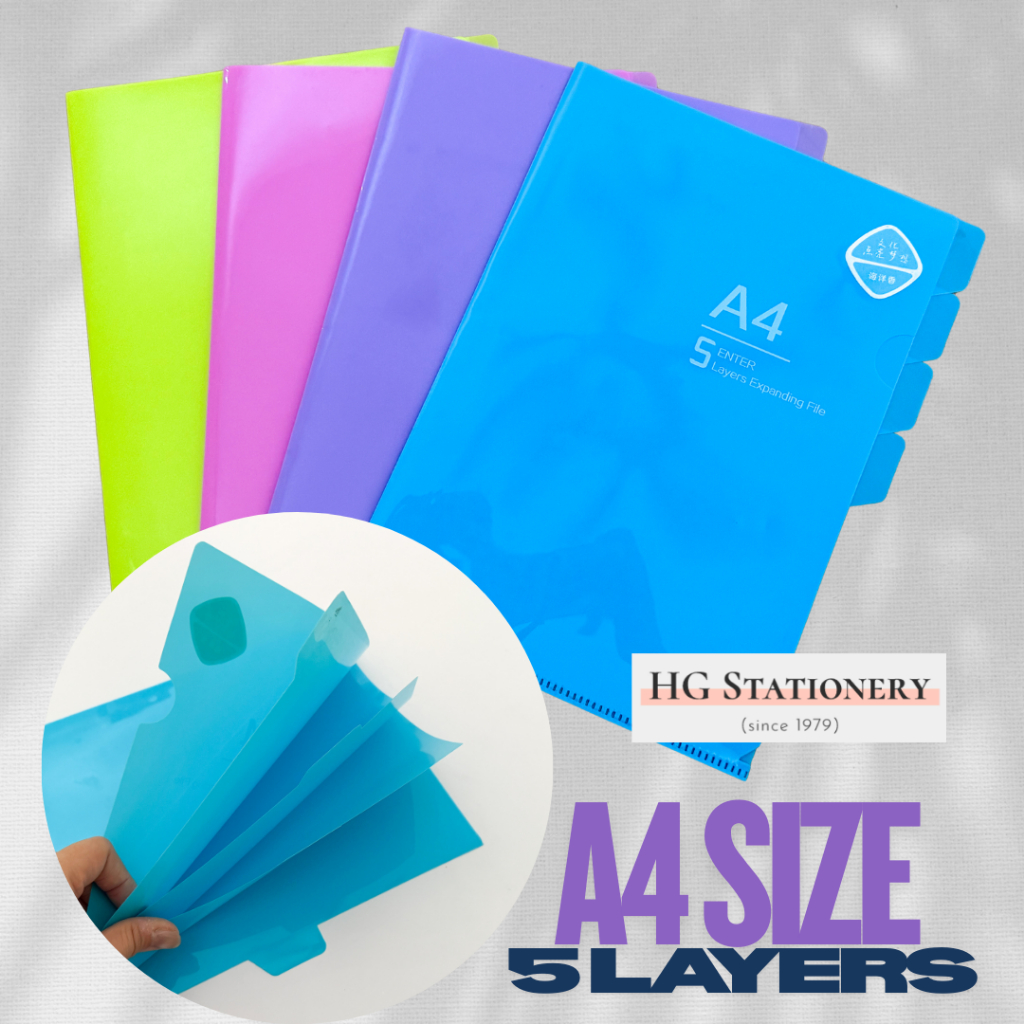 A4 Size 5 Layers L Shape Label Tabs Pocket File Transparent Folder ...