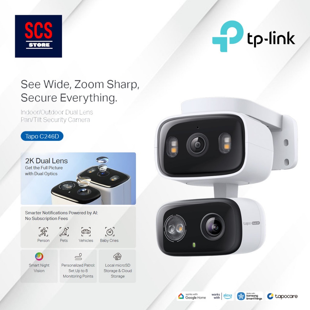 TP- LINK Tapo C246D Indoor/Outdoor Dual Lens Pan/Tilt Security Camera ...