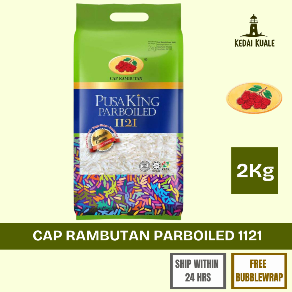 Cap Rambutan Pusa King 1121 Parboiled Rice | Beras Basmathi Rebus Extra ...