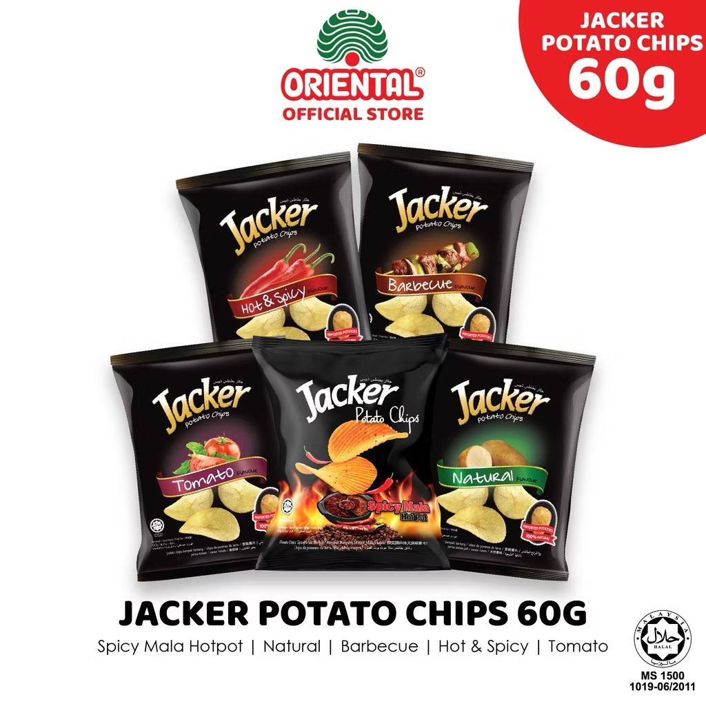 Jacker POTATO CHIPS 60G (Tomato , barbecue, natural , mala spicy , hot ...