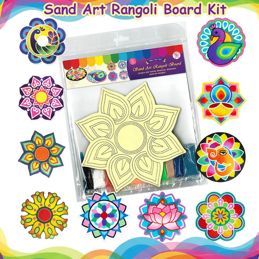Sand Art Rangoli Board Kit Deepavali Celebration Family kid fun play ...