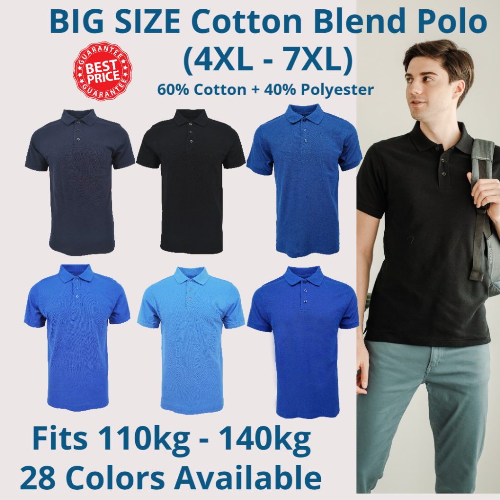 RIGHTWAY BIG SIZE (4XL - 7XL) Polo Plain Plus Size Baju T Shirt Lelaki ...