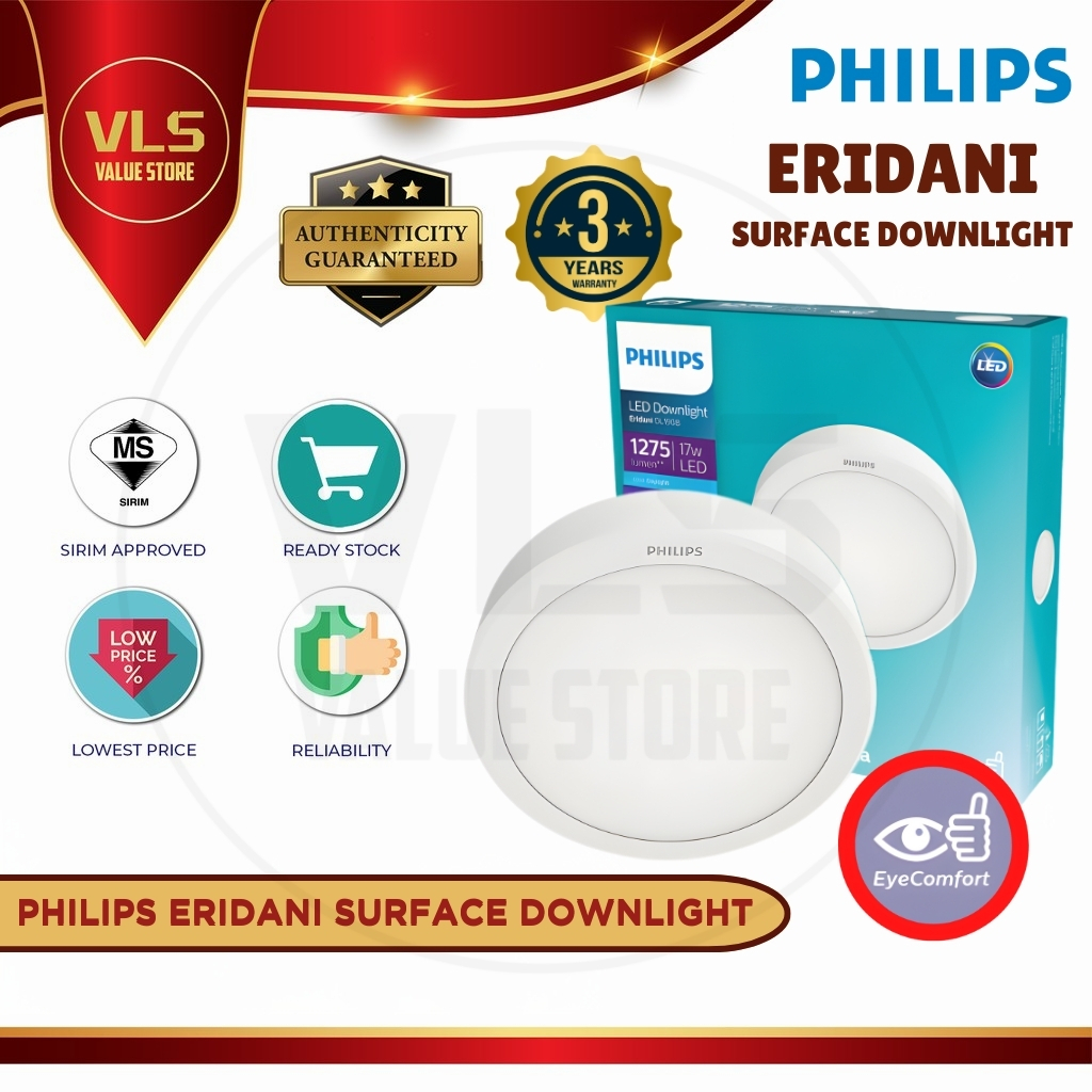Philips Eridani Surface LED Downlight 17W 22W DL / WW / CW | Shopee ...