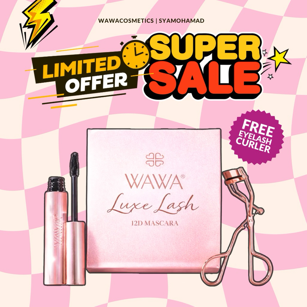 (FG CURLER) WAWA LUXE LASH 12D MASCARA Maskara Makeup Black Eyelashes ...