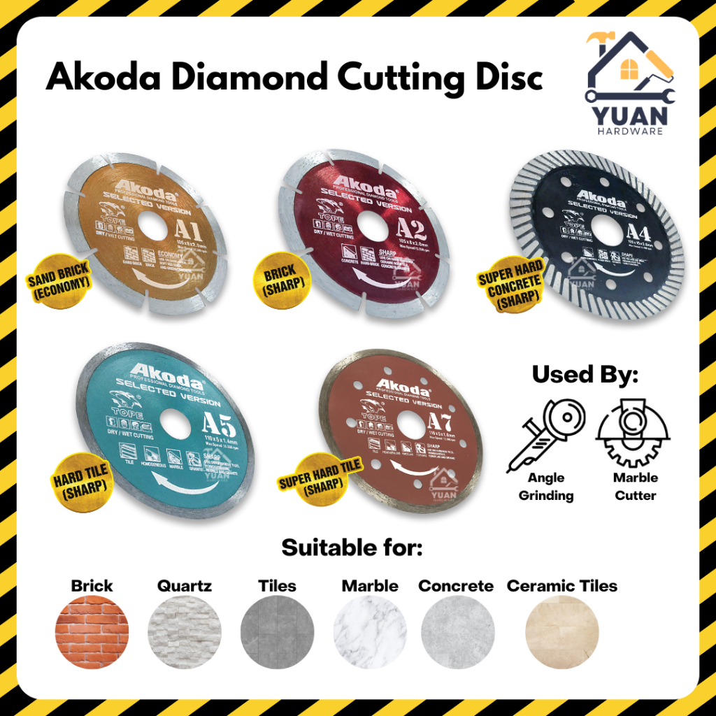 4" Akoda Cutting Disc Grinding Disc Diamond blade Mata Potong Tile ...