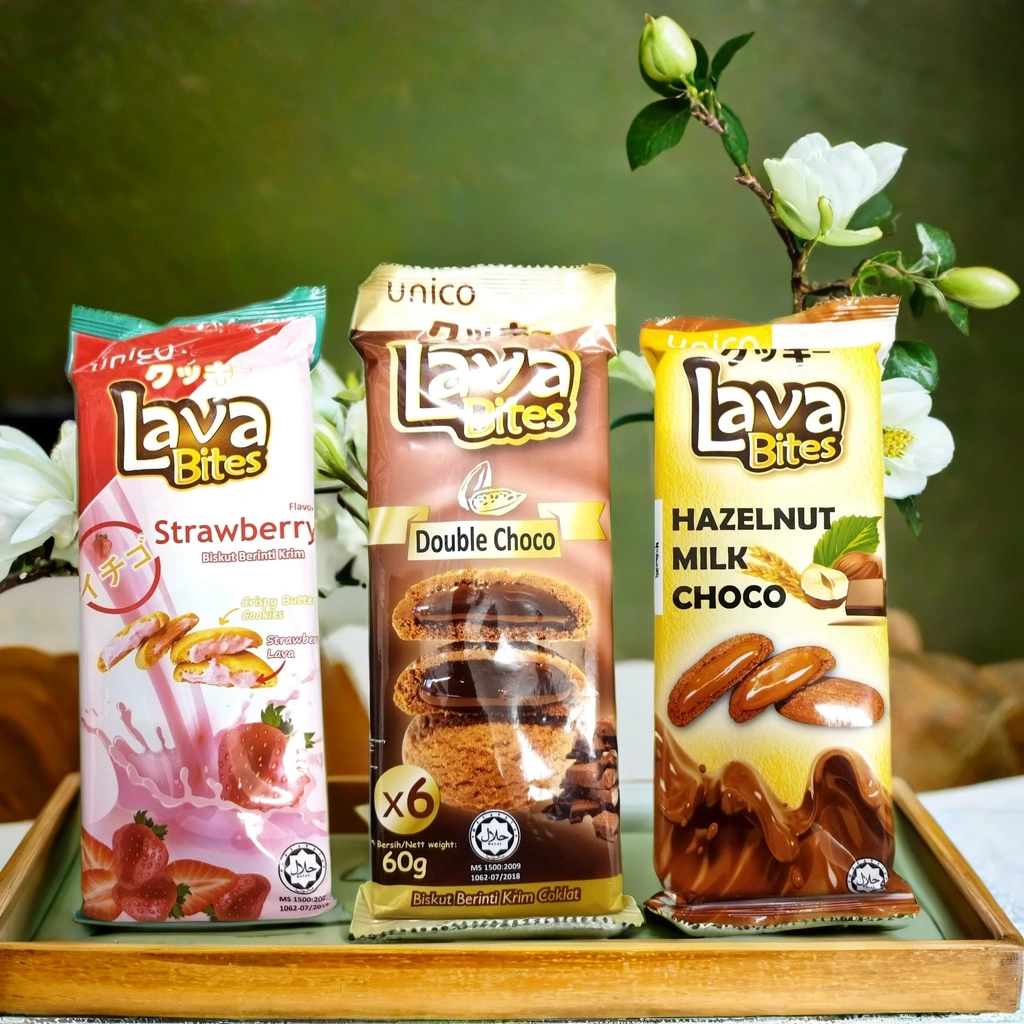 Unico Lava Bites Cookies – Strawberry, Double Choco & Hazelnut Milk ...