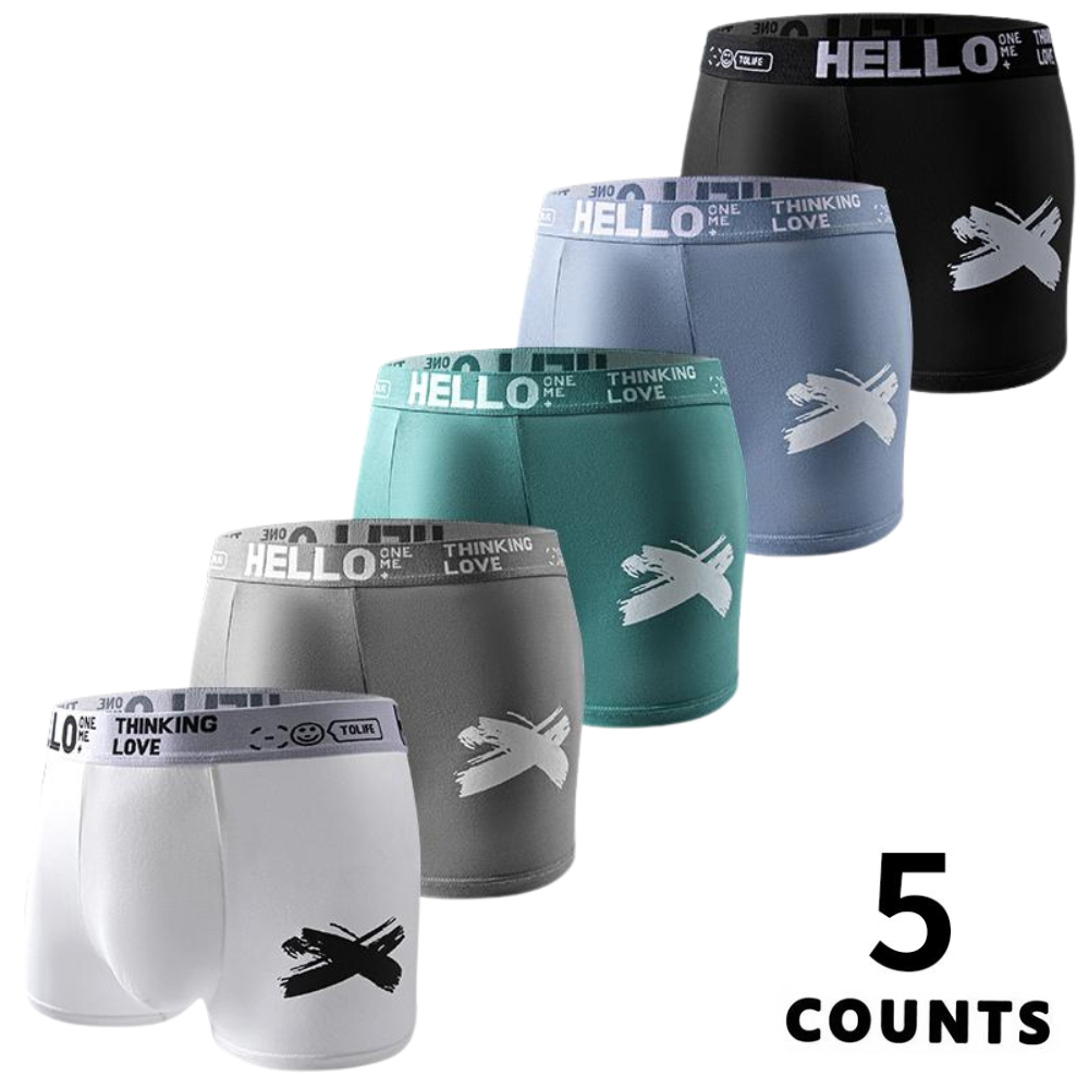 [5 Pieces / Pack] New Hello Men's Underwear Logo X –, Milk Silk ...