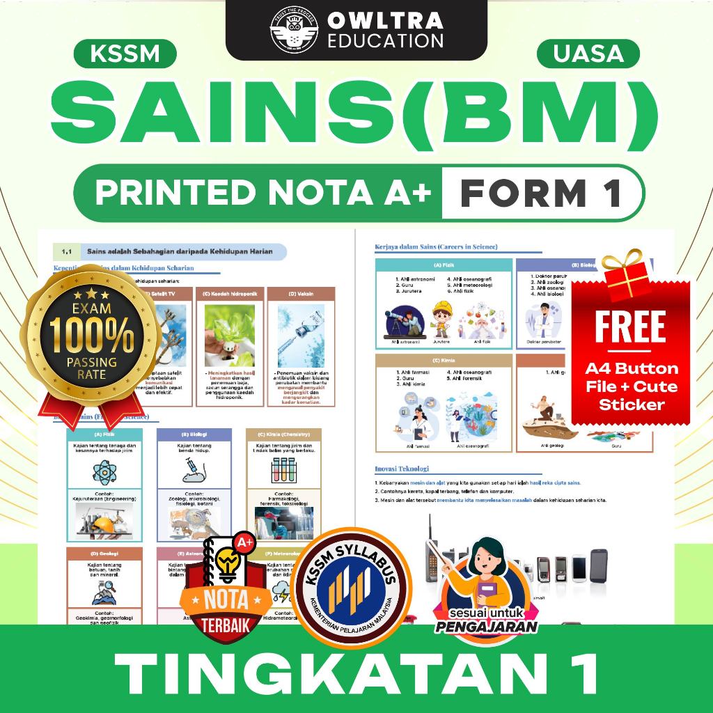 UASA Science Note Form 1 PT3 Note A+ (Printed Note) | Shopee Singapore