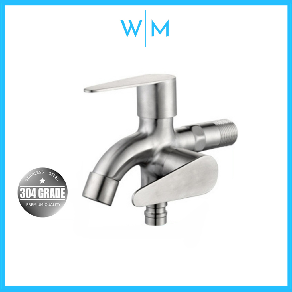 WM 304 Stainless Steel Heavy Duty Two Way Bathroom Tap Faucet/ kepala ...
